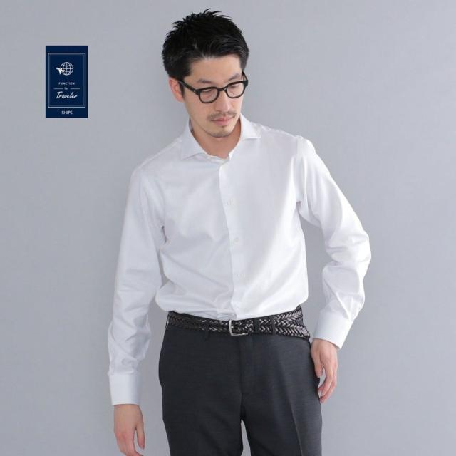 シップス（SHIPS）/SHIPS: イージーアイロン ヘリンボーン 無地 ホリゾンタルカラー シャツ