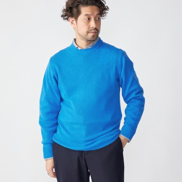 シップス（SHIPS）/ＳＨＩＰＳ：　　７ゲージ　２ＰＬＹ　カシミヤ　クルーネックニット