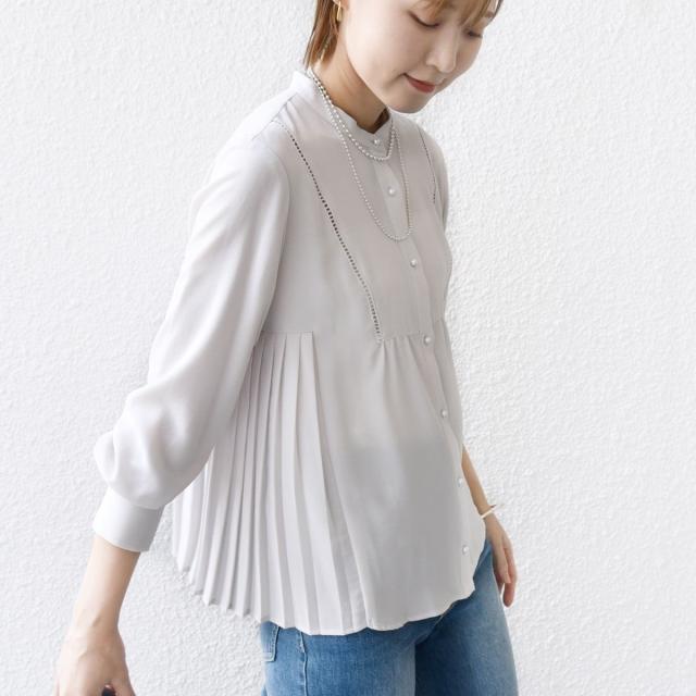 シップス（SHIPS）/《一部追加予約》【WEB限定】〈手洗い可能〉ストレッチ ジョーゼット プリーツ ブラウス