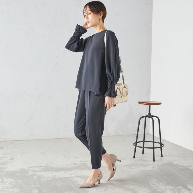 シップス（SHIPS）/〈手洗い可能〉キャンディ スリーブ ブラウス × パンツ セットアップ