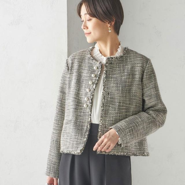 シップス（SHIPS）/〈セレモニー対応可〉スラブ ツイード ノーカラー ジャケット（セットアップ対応）