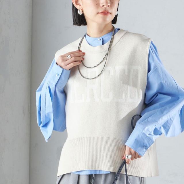 シップス（SHIPS）/〈手洗い可能〉ジャカード ロゴ ニット ベスト 24SS ◇