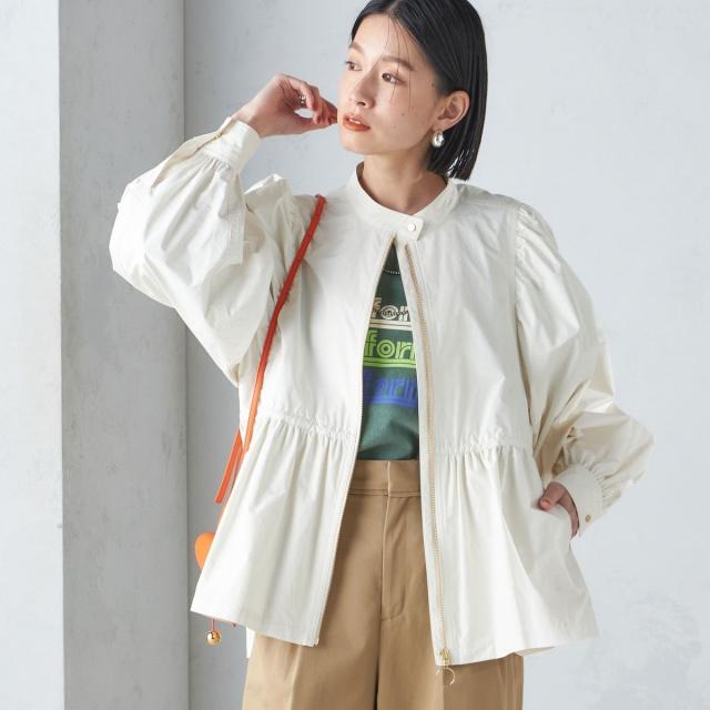 シップス（SHIPS）/〈手洗い可能〉割繊 ナイロン スタンドカラー ギャザー ブルゾン◇