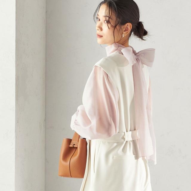 シップス（SHIPS）/《一部追加予約》〈手洗い可能〉オーガンジー リボン ブラウス