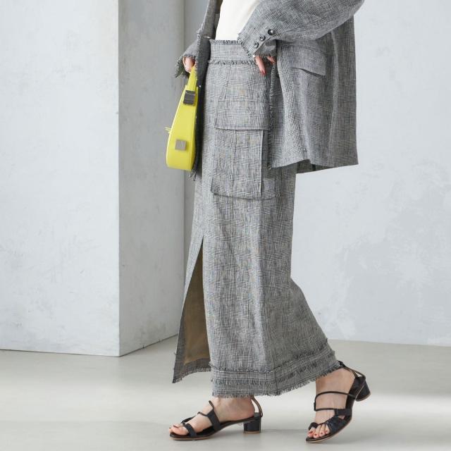 シップス（SHIPS）/〈手洗い可能〉チェック / 無地 サイド ポケット タイト スカート