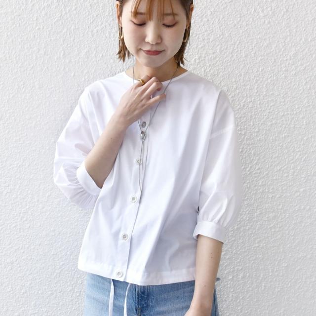 シップス（SHIPS）/〈手洗い可能〉裾 ドロスト メタル ボタン ブラウス