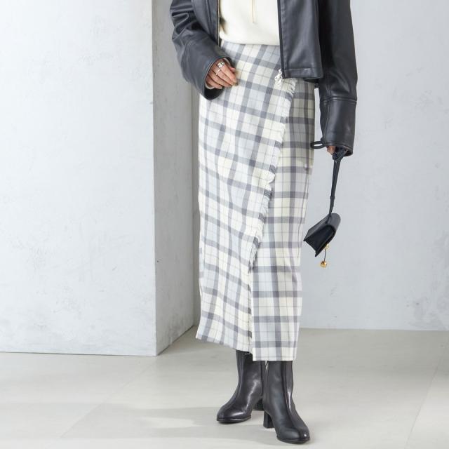 シップス（SHIPS）/チェック フリンジ スカート