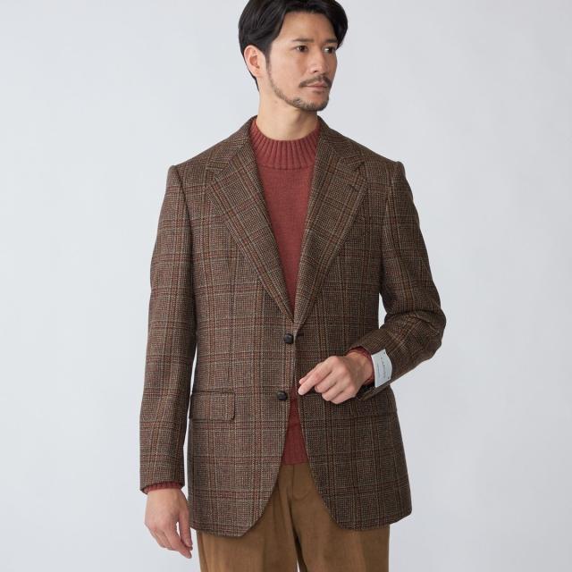 シップス（SHIPS）/【SHIPS別注】CARUSO: AIDA ワイドラペル ウール ツイード チェック ジャケット