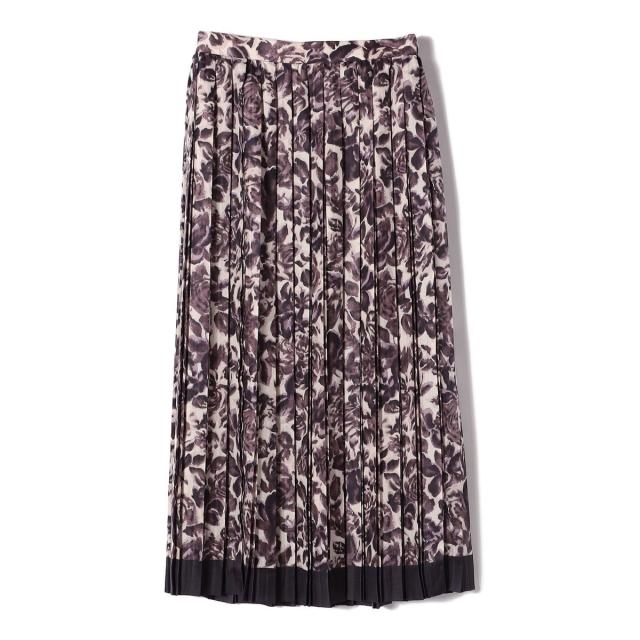 シップス（SHIPS）/SHIPS Primary Navy Label:フラワー パネル プリント プリーツ スカート