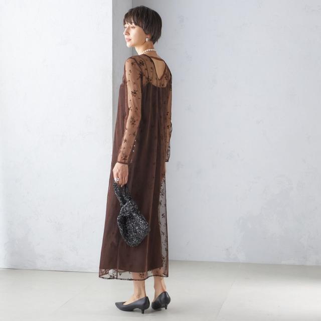 シップス（SHIPS）/kaene:フロッキー レース ポリエステルベロア 2WAY ドレス（セレモニー対応可）