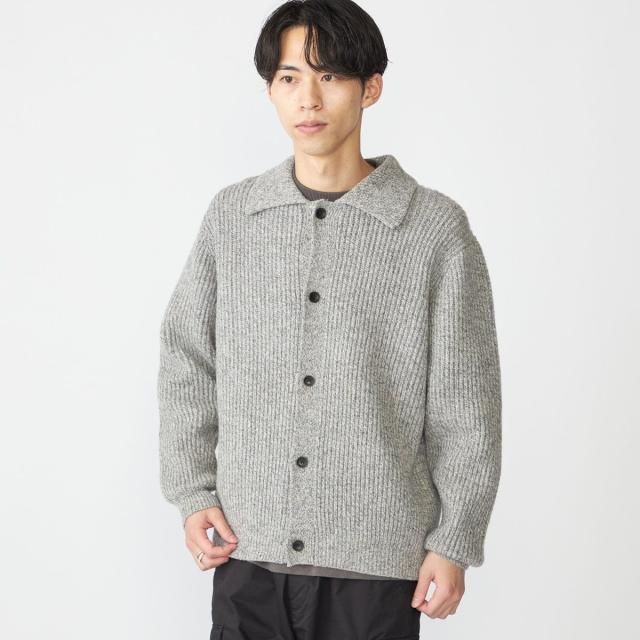 シップス（SHIPS）/SHIPS: SOLOTEX(R) 畔編み ポロ ニット カーディガン