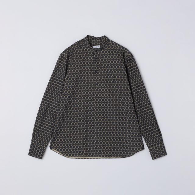 シップス（SHIPS）/Errico Formicola:メダリオンプリント コーデュロイ バンドカラー プルオーバーシャツ