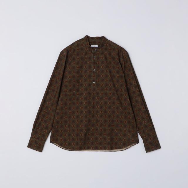 シップス（SHIPS）/Errico Formicola: フラワープリント コーデュロイ バンドカラー プルオーバーシャツ