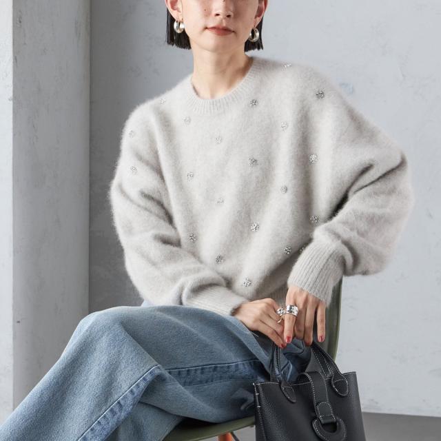 シップス（SHIPS）/〈手洗い可能〉ビジュー FOX クルーネック プルオーバー