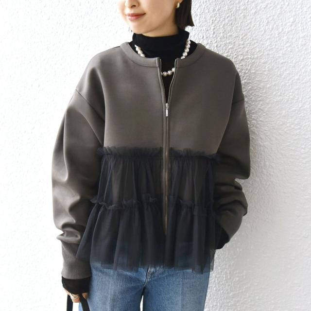 シップス（SHIPS）/【WEB限定】 〈手洗い可能〉ダンボール × チュール ジップ 羽織