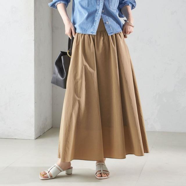 シップス（SHIPS）/〈洗濯機可能〉LIMONTA EAST ビンテージ タフタ ギャザー スカート