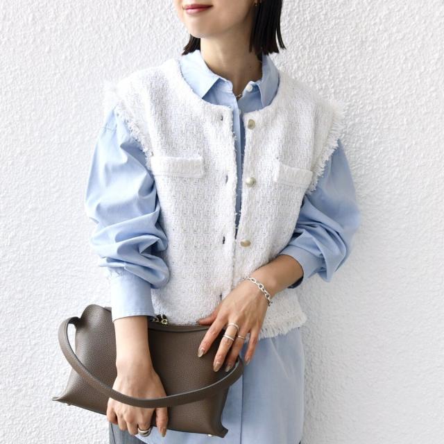 シップス（SHIPS）/〈手洗い可能〉メタルボタンツイードニットベスト