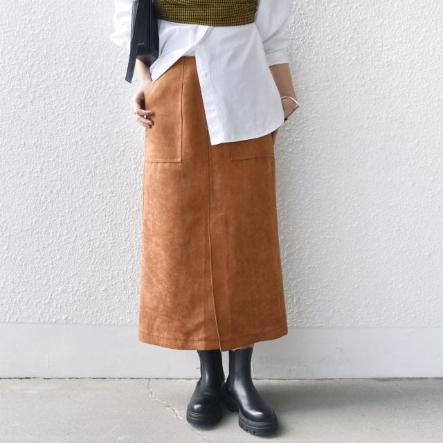 シップス（SHIPS）/ポリエステルスエード ポケット スカート