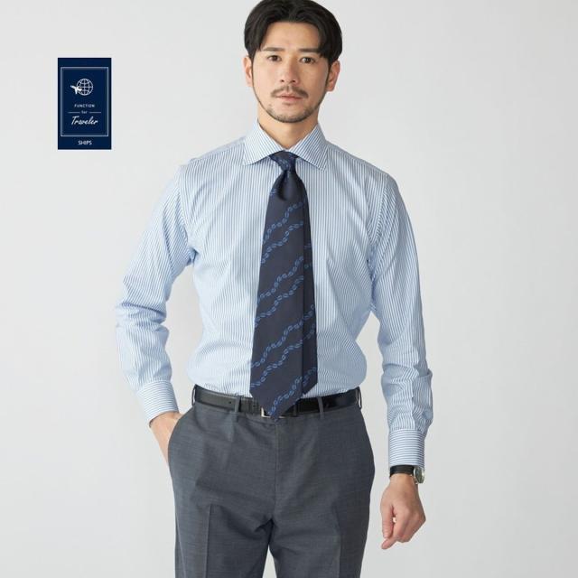 シップス（SHIPS）/SHIPS:〈FUNCTION〉イージーアイロン  ロンドンストライプ ワイドカラー シャツ