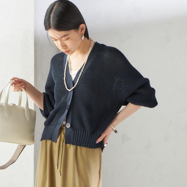 シップス（SHIPS）/〈手洗い可能〉ペーパー ポリエステル Vネック カーディガン