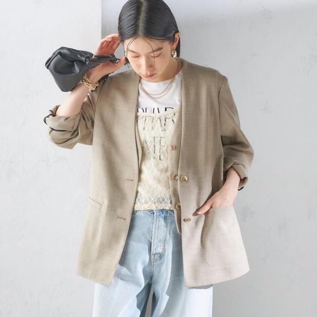 シップス（SHIPS）/〈手洗い可能〉Asami 麻調合繊 カラーレス ジャケット