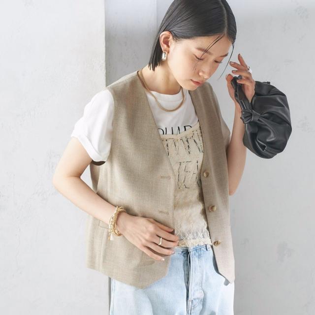 シップス（SHIPS）/〈手洗い可能〉Asami 麻調合繊 ショート ジレ