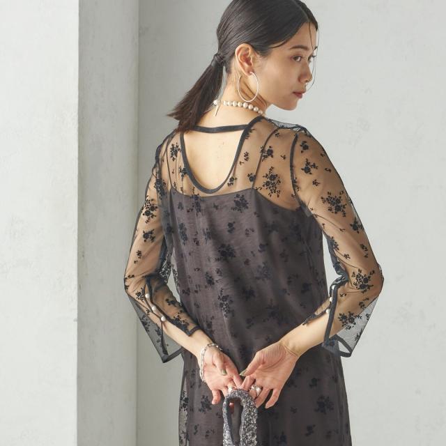 シップス（SHIPS）/kaene:フロッキー レース × サテン 2WAY ワンピース（セレモニー対応可）