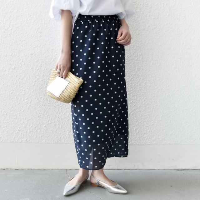 シップス（SHIPS）/〈手洗い可能〉ウエスト ゴム シアー ドット タイト スカート