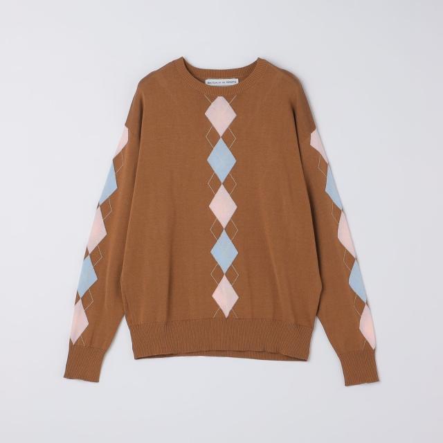 シップス（SHIPS）/BATEAUX DE SHIPS:〈手洗い可能〉14ゲージ アーガイル クルーネック ニット