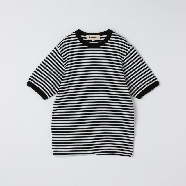シップス（SHIPS）/Slopeslow: Cotton interlock stripe crew neck T