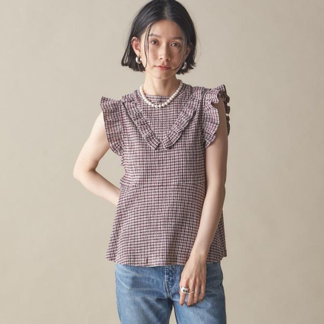 シップス（SHIPS）/NINE CASE:〈手洗い可能〉フリル ノースリーブ トップス