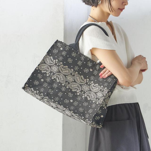 シップス（SHIPS）/【SHIPS別注】BINDU:ジャカード バンダナ 横型 トート バッグ