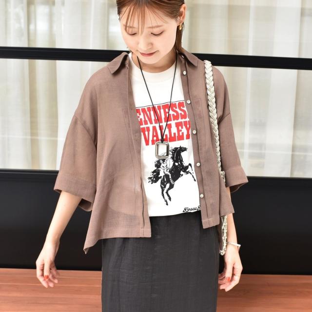 シップス（SHIPS）/〈手洗い可能〉麻調 メッシュ 半袖 ビッグ シャツ