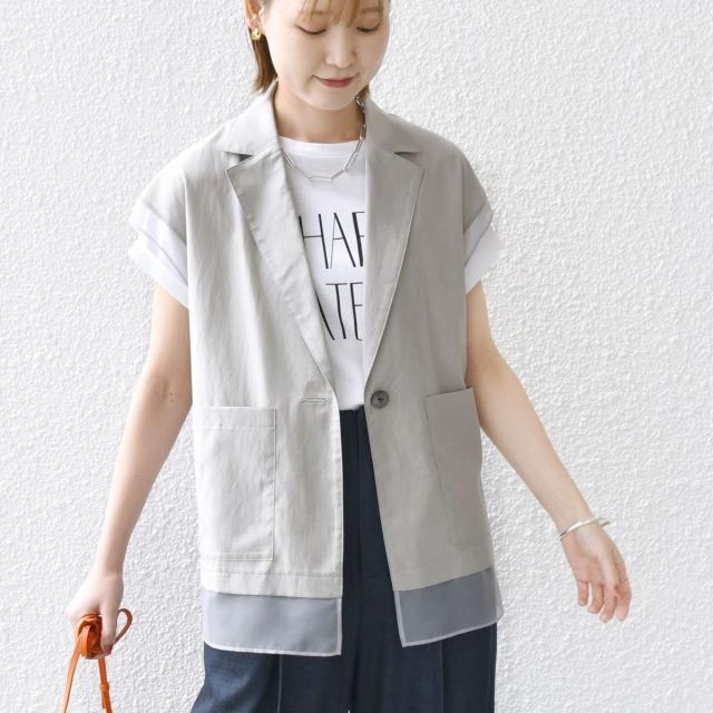 シップス（SHIPS）/【WEB限定】〈手洗い可能〉シアー コンビ テーラード ベスト