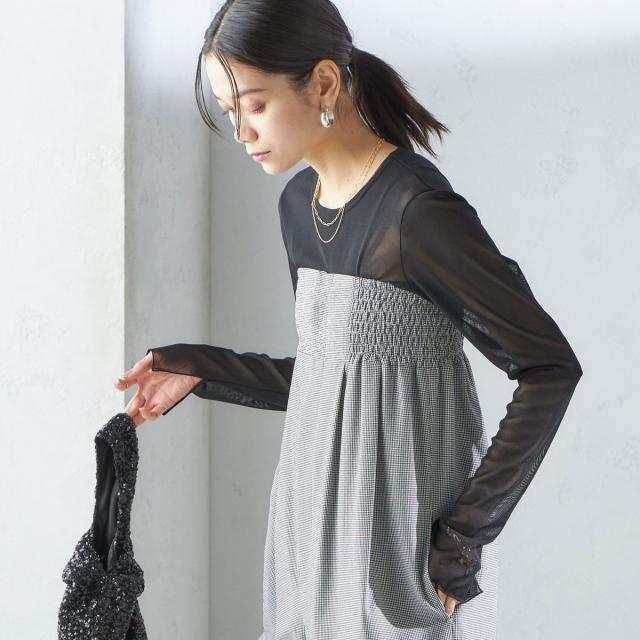 シップス（SHIPS）/〈手洗い可能〉ストレッチ チュール ロング スリーブ TEE