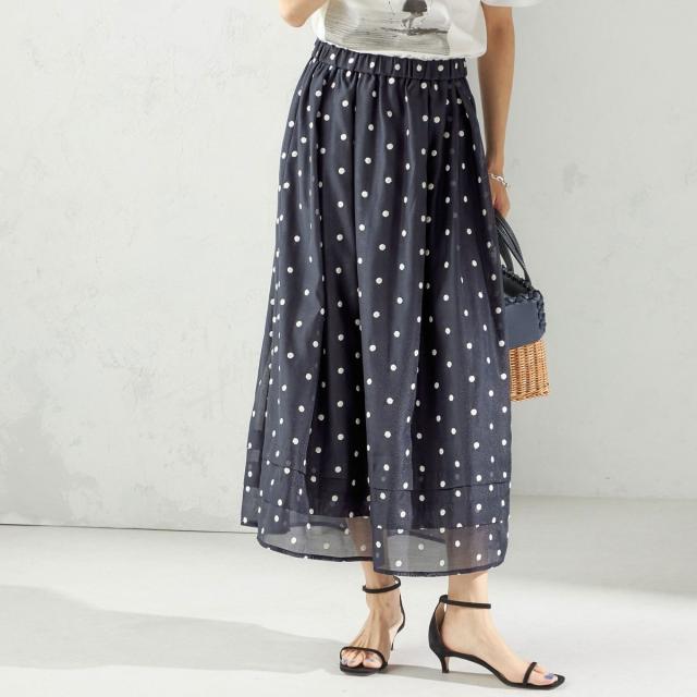 シップス（SHIPS）/〈手洗い可能〉ドット 刺繍 ギャザー スカート