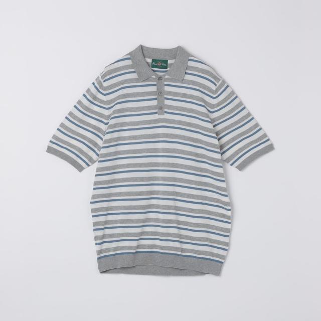 シップス（SHIPS）/ALANPANE: 16ゲージ マルチボーダー コットン ニット ポロシャツ