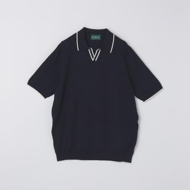 シップス（SHIPS）/ALANPANE:16ゲージ コットン スキッパー ニット ポロシャツ