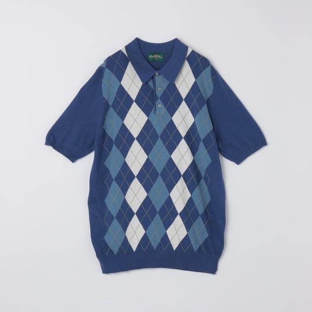 シップス（SHIPS）/ALANPANE: 16ゲージ アーガイルチェック コットン ニット ポロシャツ