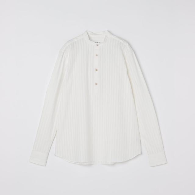 シップス（SHIPS）/Errico Formicolla: コットン ジャカード ストライプ バンドカラー シャツ
