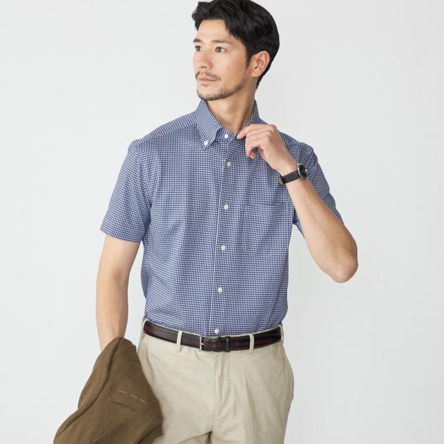 シップス（SHIPS）/SHIPS: ショートスリーブ ジャージー ギンガムチェック シャツ