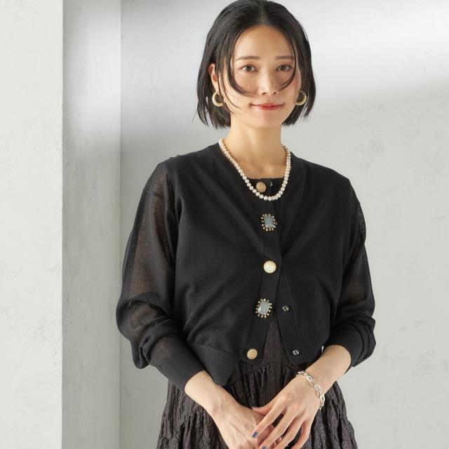 シップス（SHIPS）/TORRAZZO DONNA:〈手洗い可能〉ビジュー シアー カーディガン