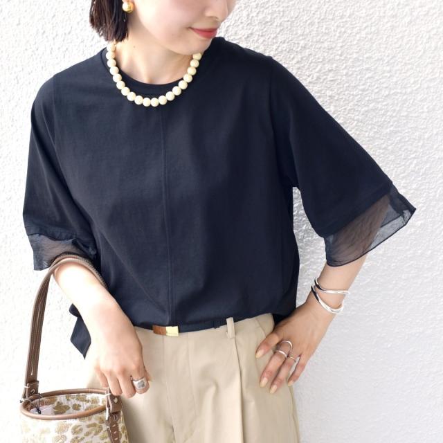 シップス（SHIPS）/〈接触冷感 / UVカット〉シアー オーガンジー コンビ プルオーバー