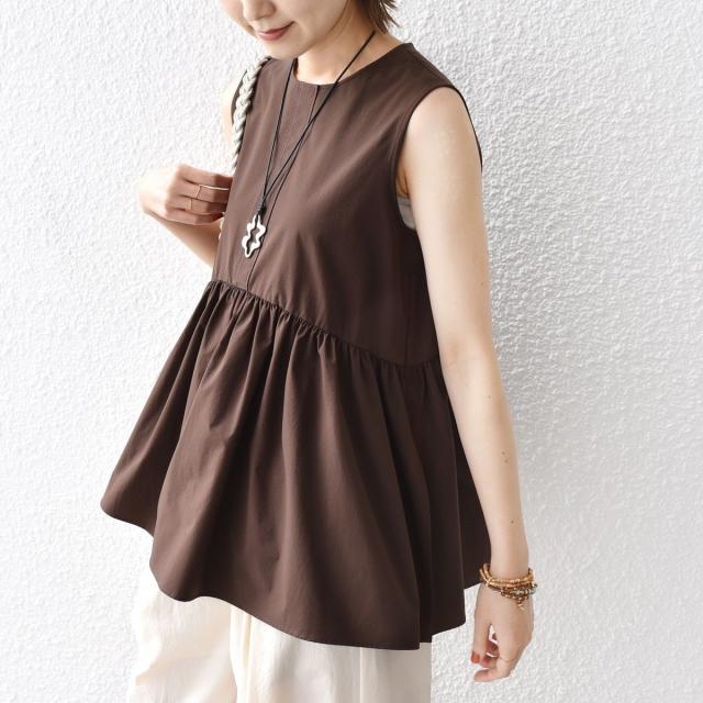 シップス（SHIPS）/〈接触冷感 / 撥水加工〉TEX BRID(R)タフタ ギャザー ノースリーブ ブラウス