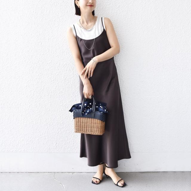 シップス（SHIPS）/〈手洗い可能〉バック デザイン サテン キャミ ワンピース