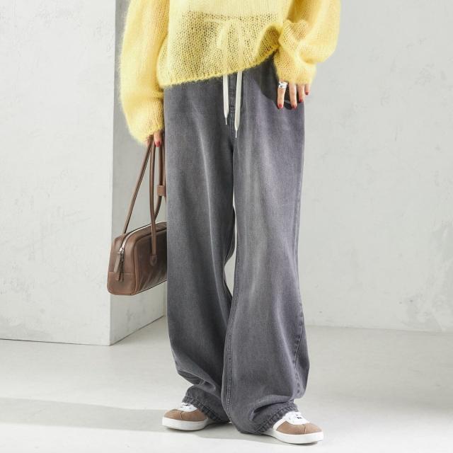 シップス（SHIPS）/〈洗濯機可能〉ドロスト イージー デニム パンツ(ダークグレー)