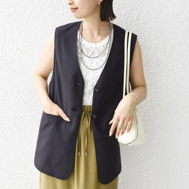 シップス（SHIPS）/〈防シワ加工〉チノ ウール ボタン ジレ