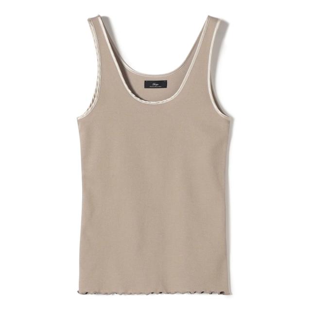 シップス（SHIPS）/SHIPS Primary Navy Label:サテン パイピング リブ タンクトップ