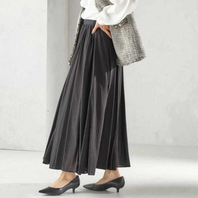 シップス（SHIPS）/〈手洗い可能〉ウエスト ゴム ボリューム フレア ロング スカート