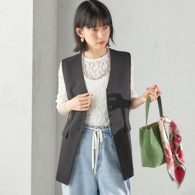 シップス（SHIPS）/〈手洗い可能〉ハイカウント ダブルクロス ジレ